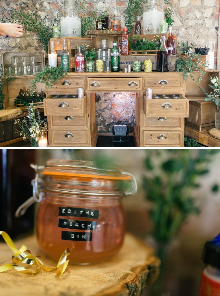 Make your own wedding bar DIY inspiration - Sam and Yaz